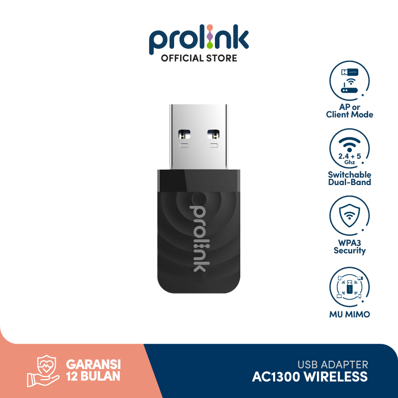 Jual Prolink AC1300 USB Wifi Adapter | Wireless Dual-Band Dongle ...