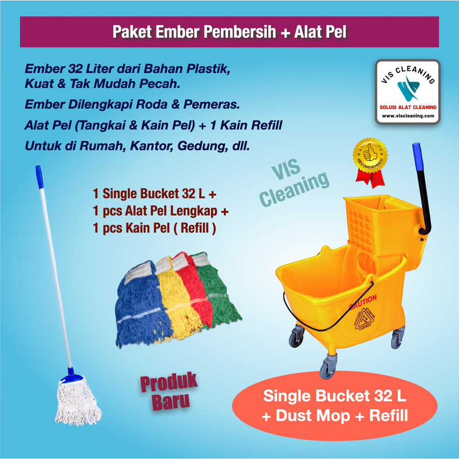 Jual Paket Single Bucket 32 L + Alat Pel Lengkap + Kain Refill | Shopee ...