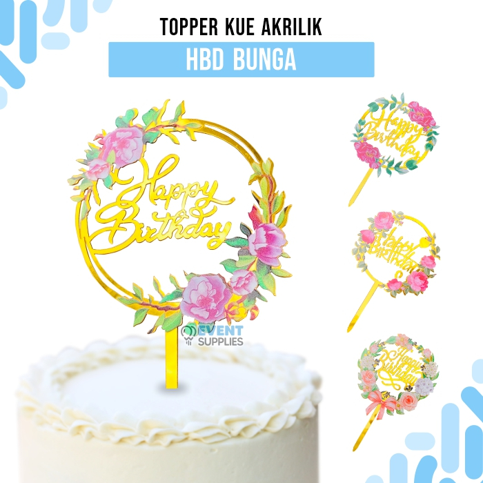 Jual Topper Bunga Akrilik / Topper Kue Bunga Flowers Hiasan Cake Ulang ...