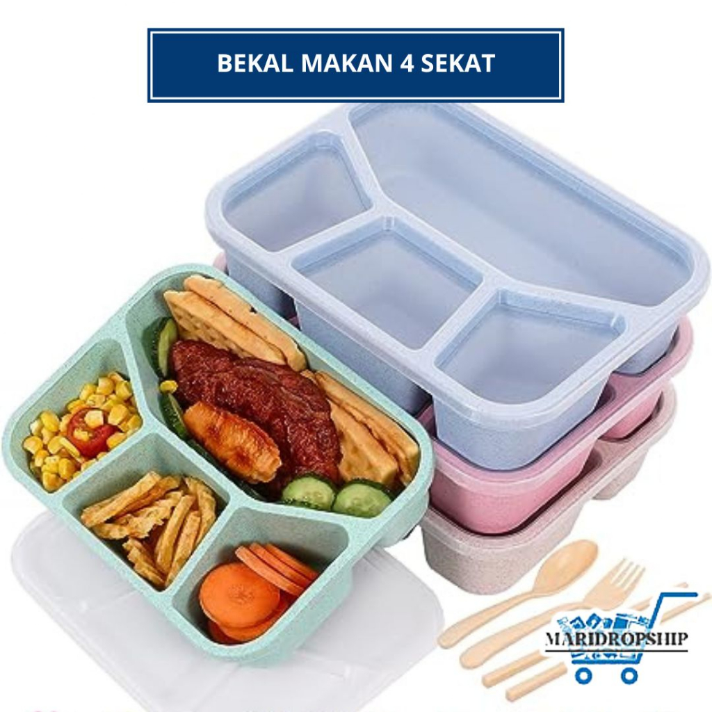 Jual TEMPAT MAKAN KOTAK MAKAN BEKAL 4 SEKAT BENTO LUNCH BOX | Shopee ...