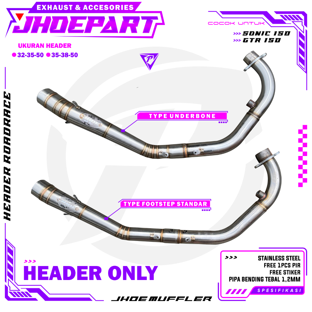 Jual HEADER ONLY Leher Knalpot Sonic 150 GTR 150 Roadrace Style ...
