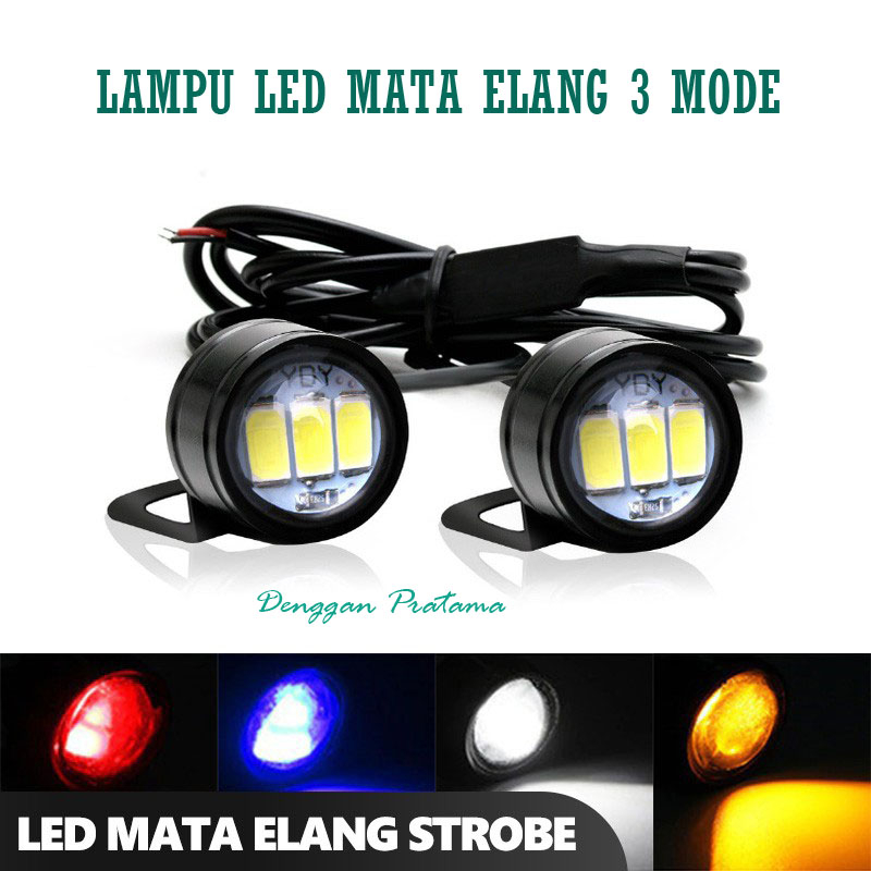 Jual Lampu Led Mata Elang Motor Mobil 3 Mode Eagle Eye Strobo Bracket | Shopee Indonesia