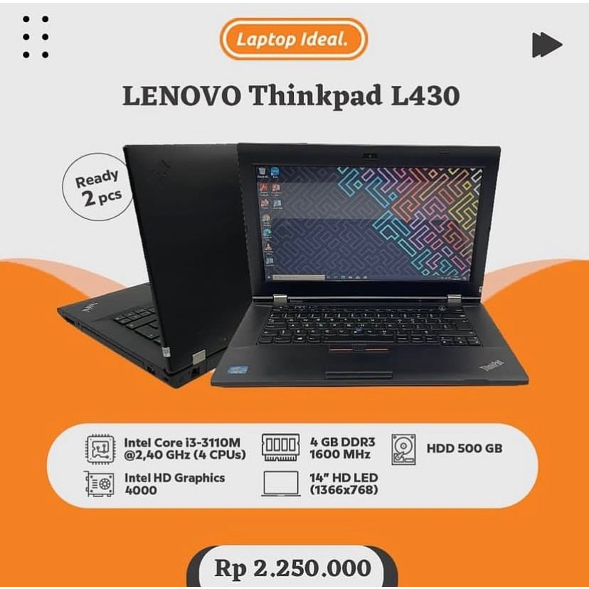 Jual LENOVO Thinkpad L430 i3 gen 3 RAM 4GB HDD 500 GB MULUSS | Shopee ...