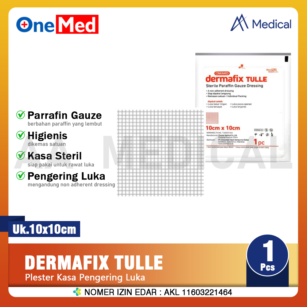 Jual ONEMED Dermafix TULLE Kasa Perban Plester Pengering Luka 10cm x ...