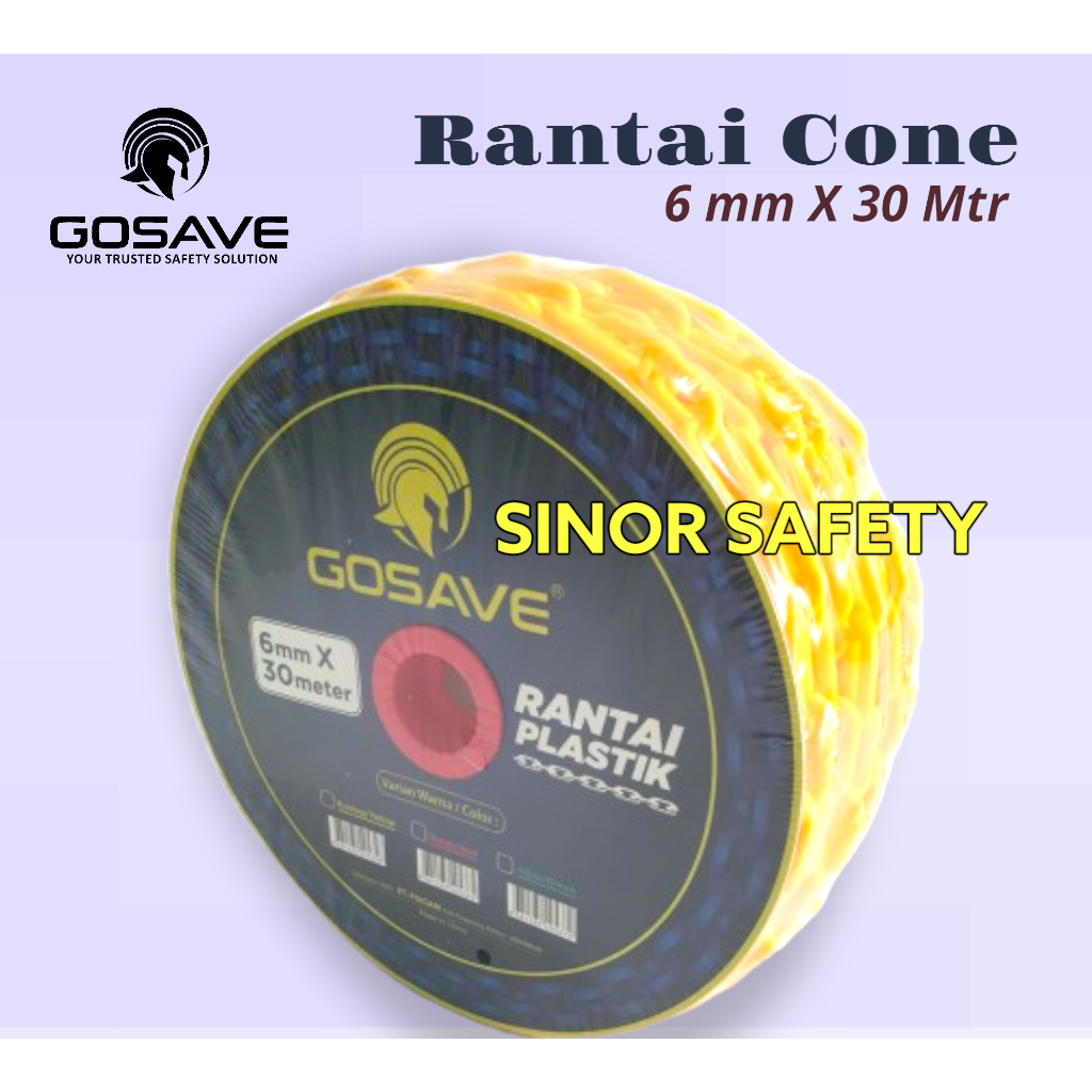 Jual Plastic Chain RANTAI PLASTIK SAFETY TRAFFIC CONE KUNING 6 MM X ...