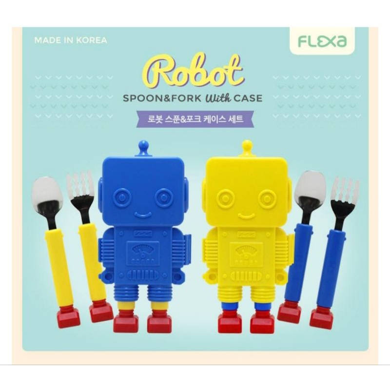 Jual Robot spoon & fork with case ORI Korea(1set) | Shopee Indonesia