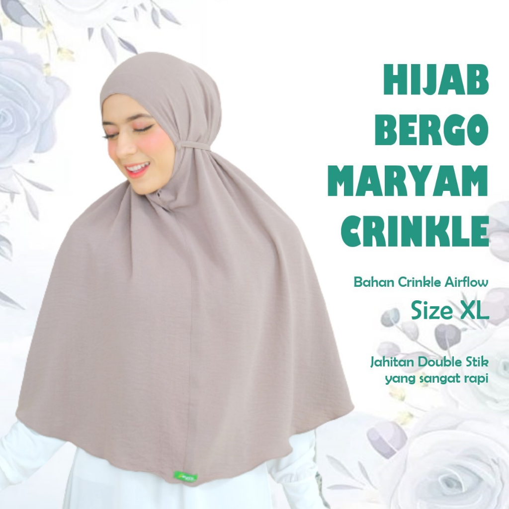 Jual 𝗙𝗘𝗬𝗭𝗔 - Jilbab Bergo Maryam Crinkle Airflow Premium Size XL | Hijab Instan Bergo Tali ...