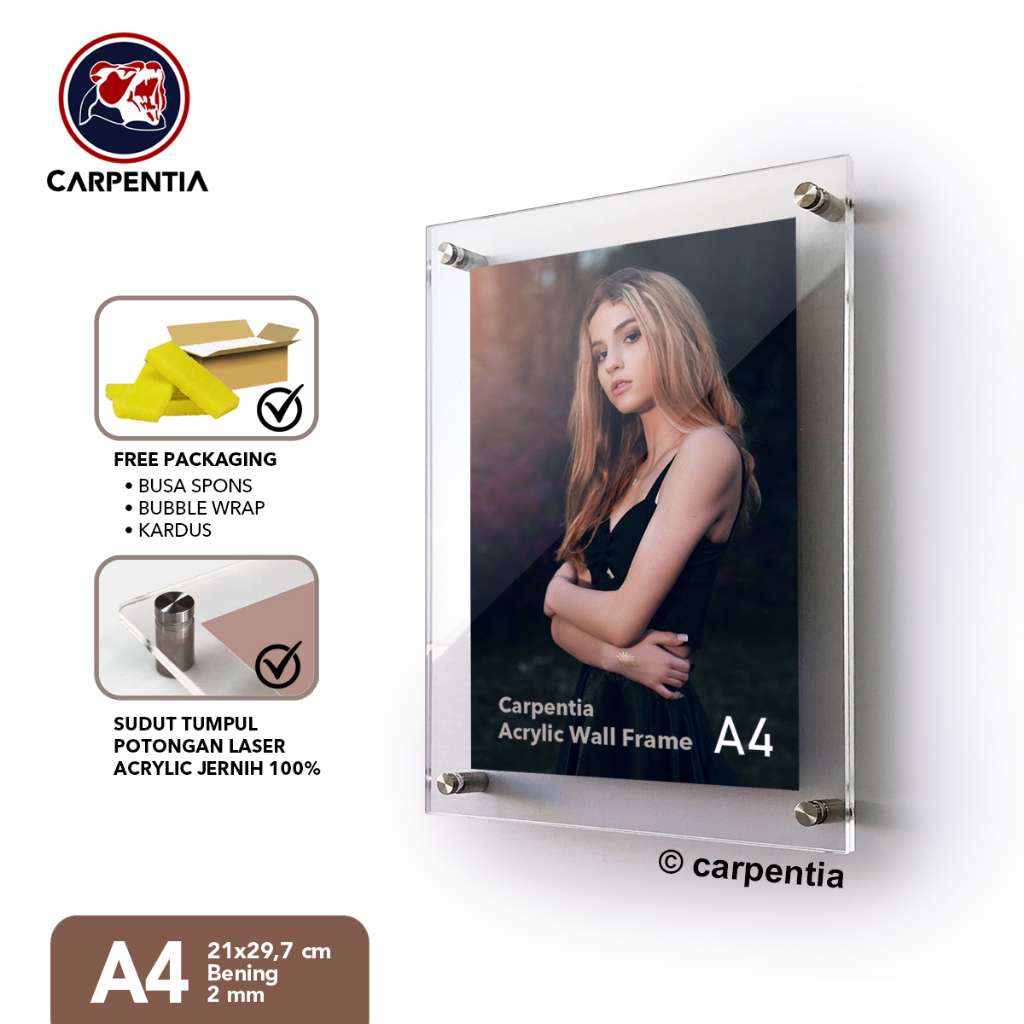 Jual Carpentia Bingkai Foto Akrilik Dinding / Acrylic Wall Frame / 2 mm / A4 Bening [Pigura ...