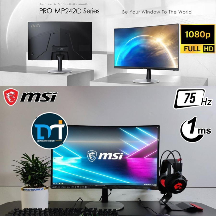 Jual MSI PRO MP242C 24" Inch Curved -FHD 75Hz 1ms HDMI VGA Speaker ...