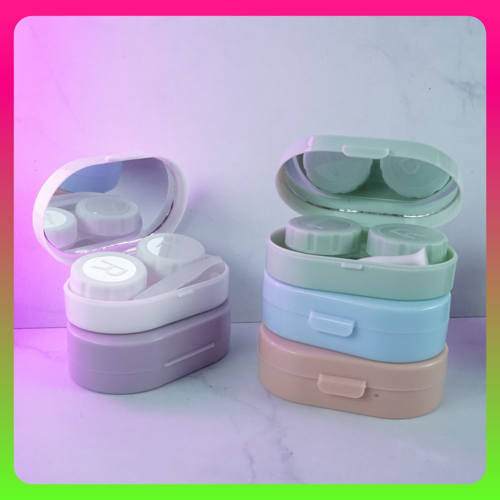 Jual Tempat Kotak Softlens Mini Warna Polos Oval | Shopee Indonesia