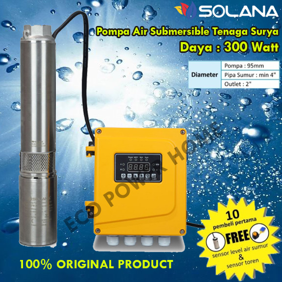 Jual Pompa Air Solar Tenaga Surya 300W Solana Submersible Pump + Controller | Shopee Indonesia