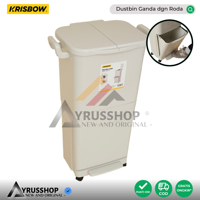 Jual Tempat Sampah Ganda dengan Roda Dustbin Krisbow 30Ltr & 15Ltr ...