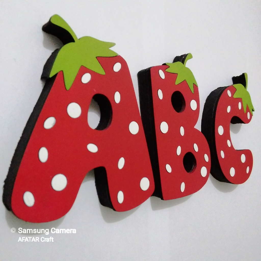 Jual Huruf Timbul Strawberry Kayu+Spon | Huruf Timbul Kayu 3D | Huruf ...