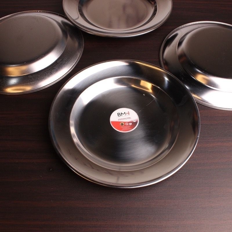 Jual Piring Makan Polos Stainless Steel 22CM - Piring Tebal Polos ...