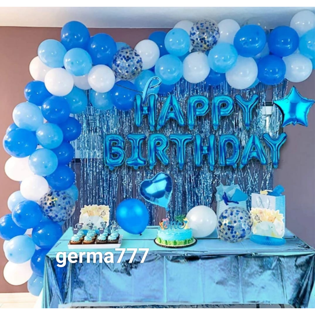 Jual Paket Dekorasi Pesta Balon Happy Birthday Biru Set Dekor Ulang ...