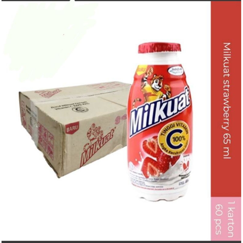 Jual Susu Milkuat botol 65ml rasa stroberi (1dus) isi 60 botol | Shopee Indonesia
