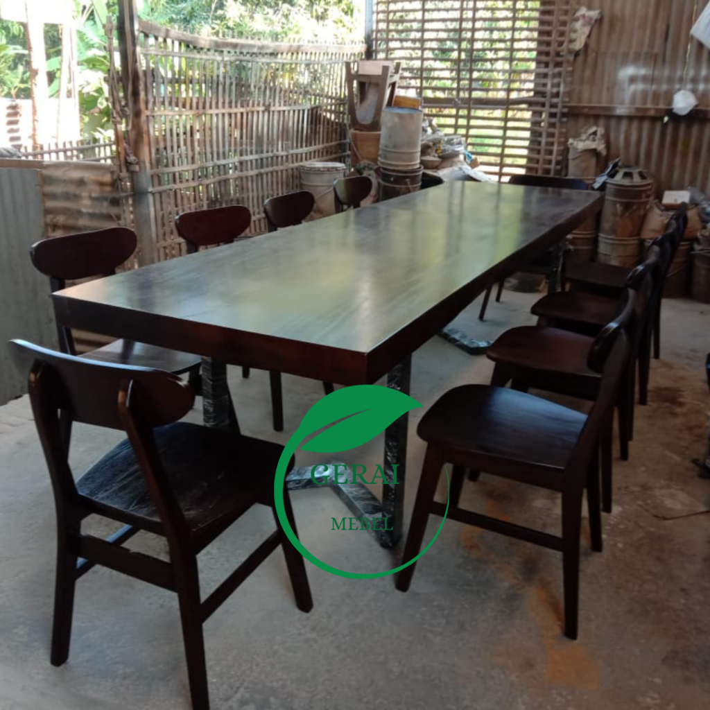 Jual Meja Makan Panjang 3 Meter Kayu Solid 10 Kursi MInimalis Modern ...