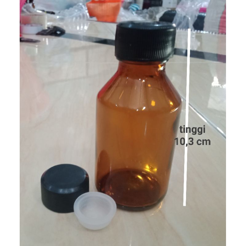 Jual botol kaca 100 ml isi (86/pcs) amber coklat | Shopee Indonesia