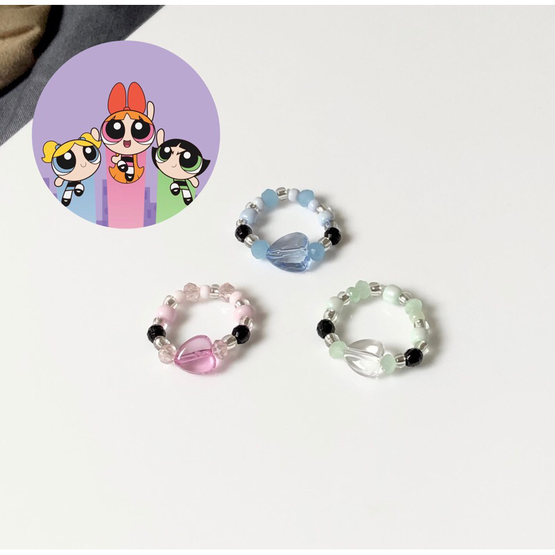 Jual Powerpuff Girls Ring Beads | Cincin Manik Aesthetic | Shopee Indonesia