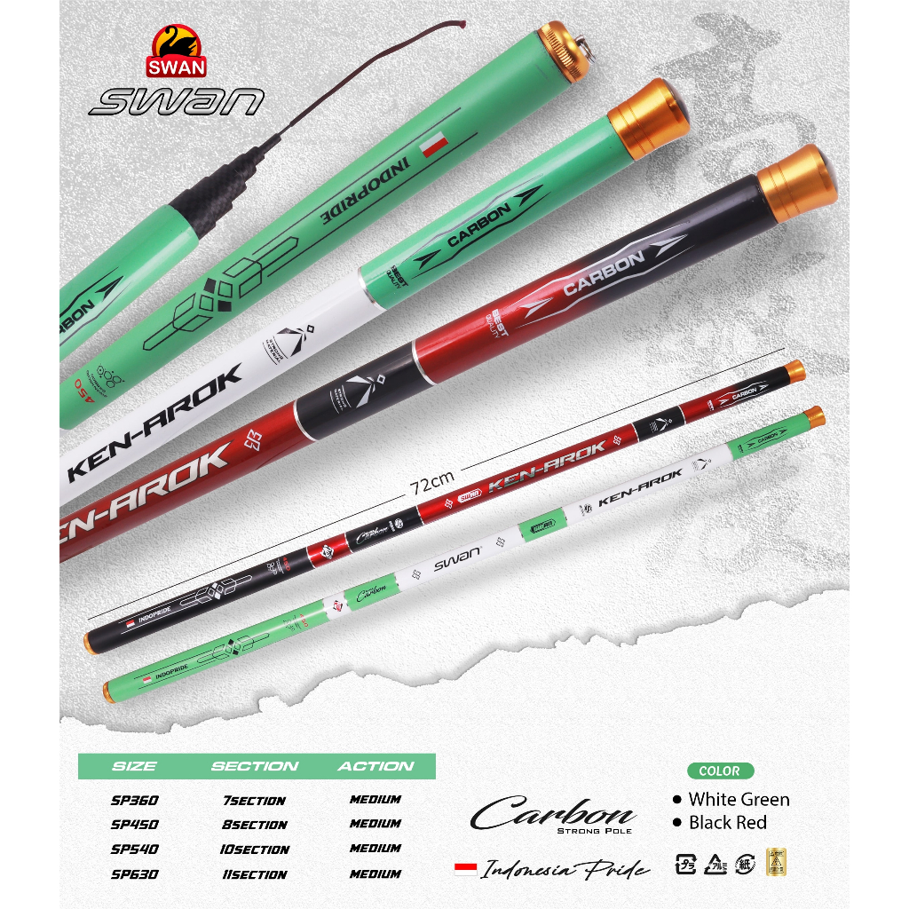 Jual Tegek Swan, Tegek Carbon Swan KEN AROK 3,6m 4,5m 5,4m 6,3m, Pjg ...