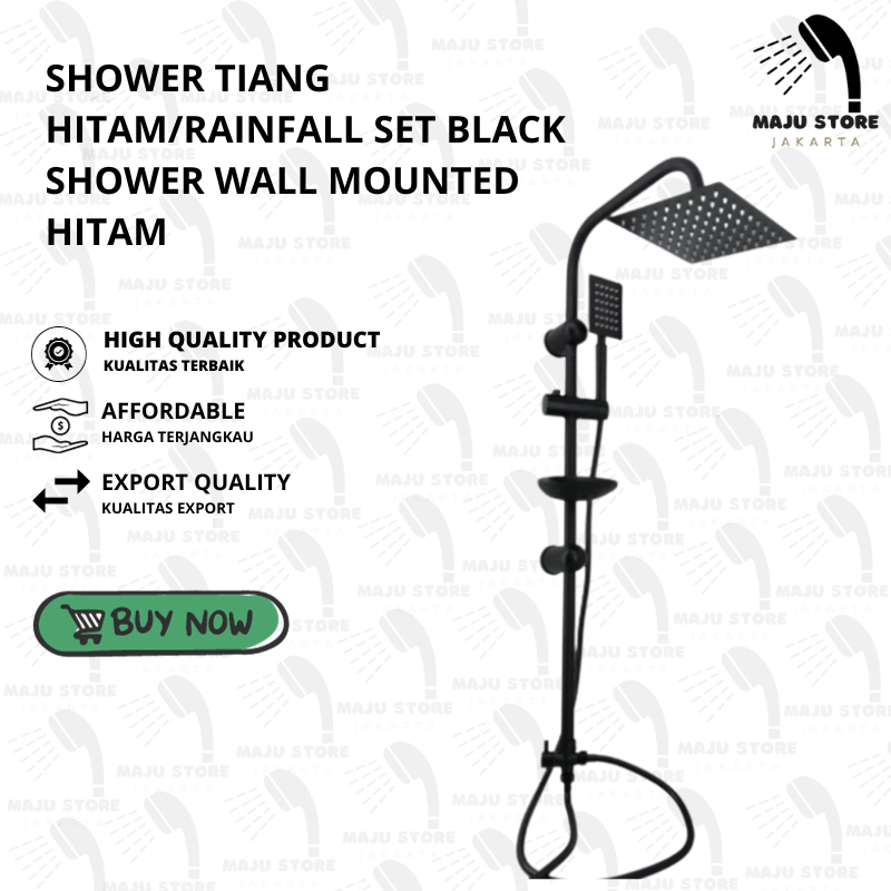 Jual (MSJ) - Shower Tiang Hitam / Rainfall Shower Set Black /Shower ...