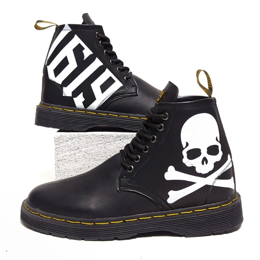 Jual Sepatu Boots Docmart Hitam Pria Kulit Pu Sintetic Premium Casual ...