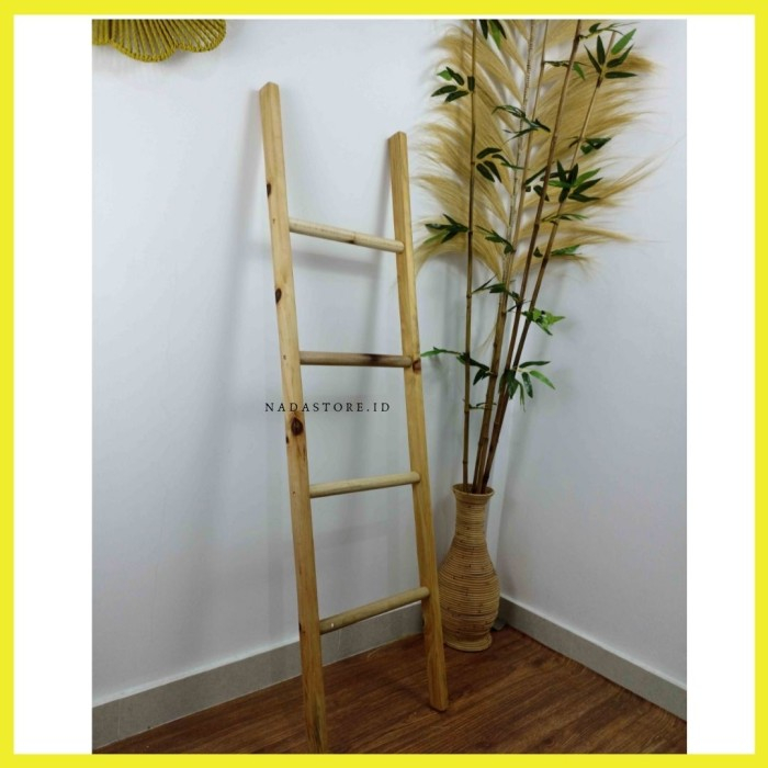 Jual tanngga hias kayu pinus/tangga dekorasi ruangan/rak gantung model ...