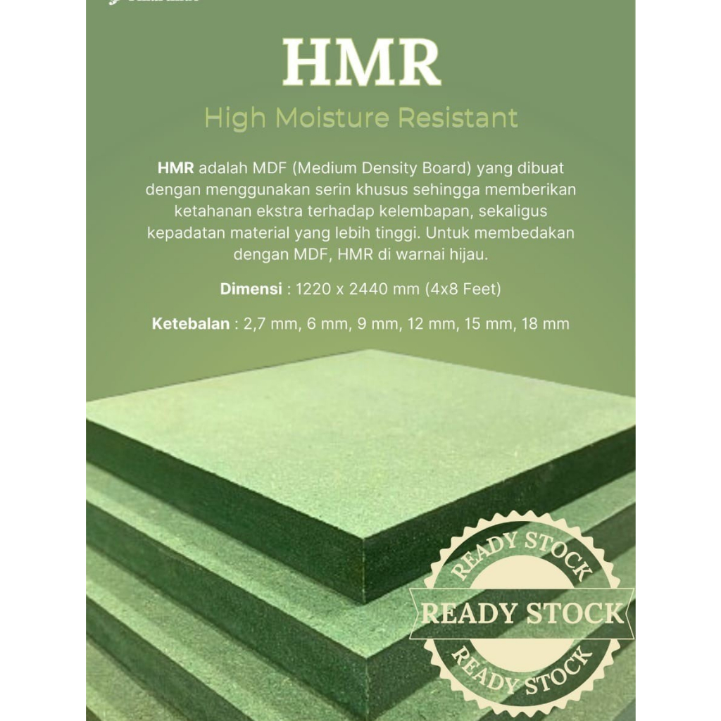 Jual MDF / HMR anti air 3 mm, 6 mm, 9 mm, 12 mm, 15 mm, 18 mm Hijau HMR Waterproof Kualitas ...