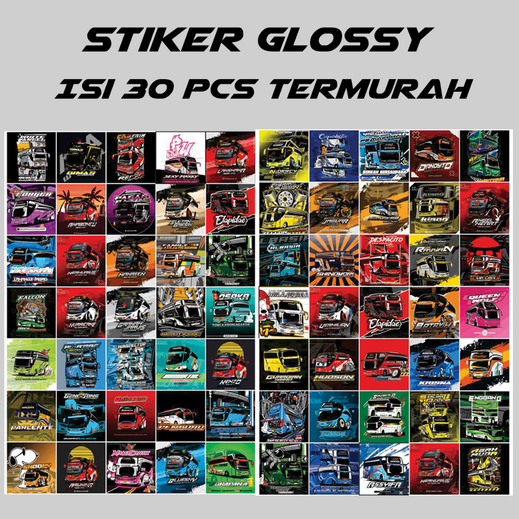 Jual Stiker Bus Basuri Viral Motif Campur Kertas Glossy Isi 30 Pcs ...