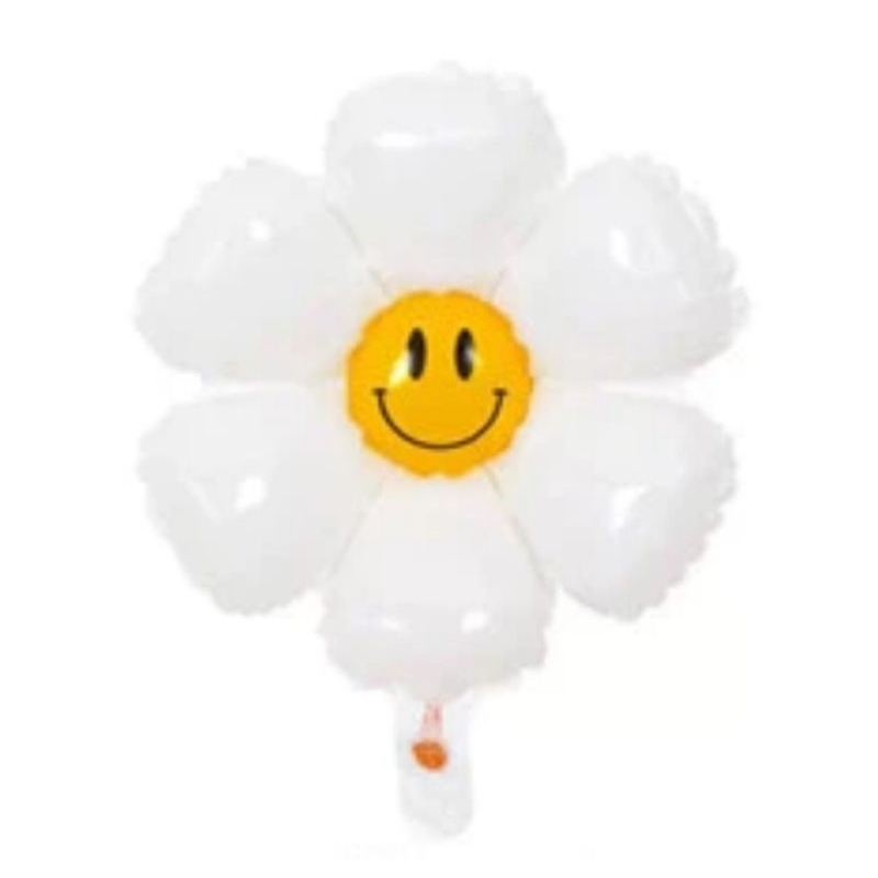 Jual Balon bunga Smile Balon Bunga Daisy matahari Flower Putih Kuning ...