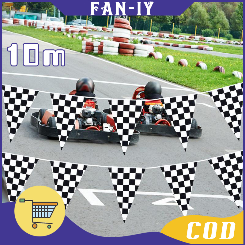 Jual 10M Bendera Balap Segitiga Racing Flag Hitam Dan Putih 38 Sisi ...