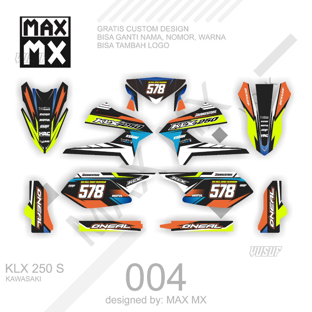 Jual Decal Klx 250 s full body custom design motif full collor simple ...