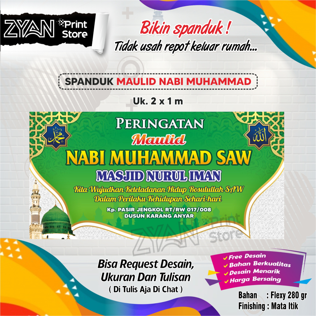 Jual SPANDUK BANNER MAULID NABI MUHAMMAD SAW | Shopee Indonesia