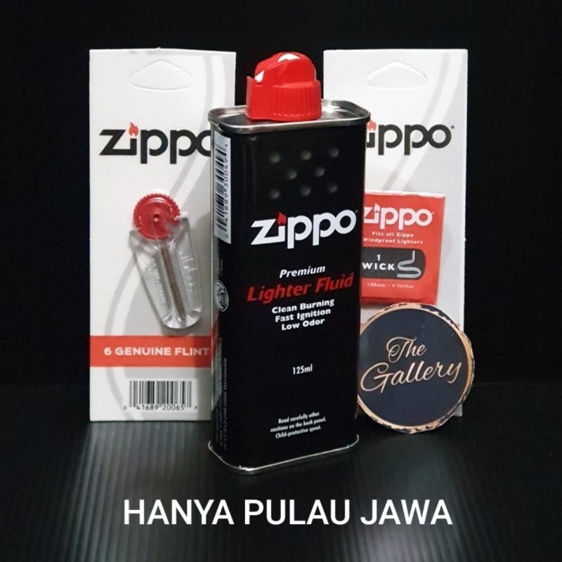 Jual ⭐⭐⭐⭐⭐ ORIGINAL ZIPPO SET PAKET FLUID 125 ML / 125ML FLINT BATU API ...