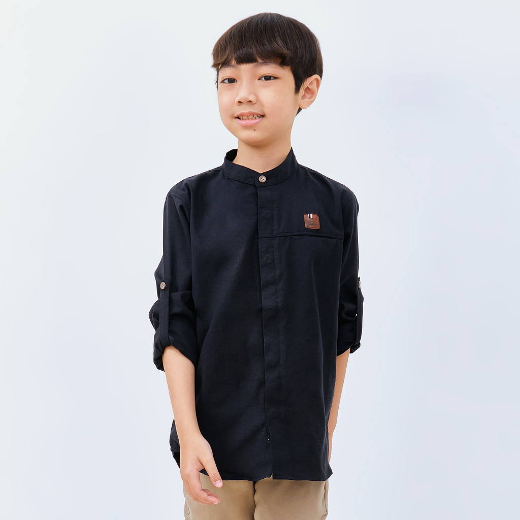 Jual M231 Kemeja Anak Laki Laki Koko Shanghai Polos Panjang Hitam 2589C ...