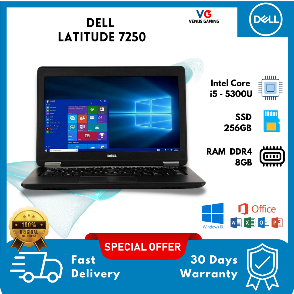 Jual Laptop RINGAN Dell 7250 Core i5 Gen 5 RAM 8GB SSD 256GB Layar ...