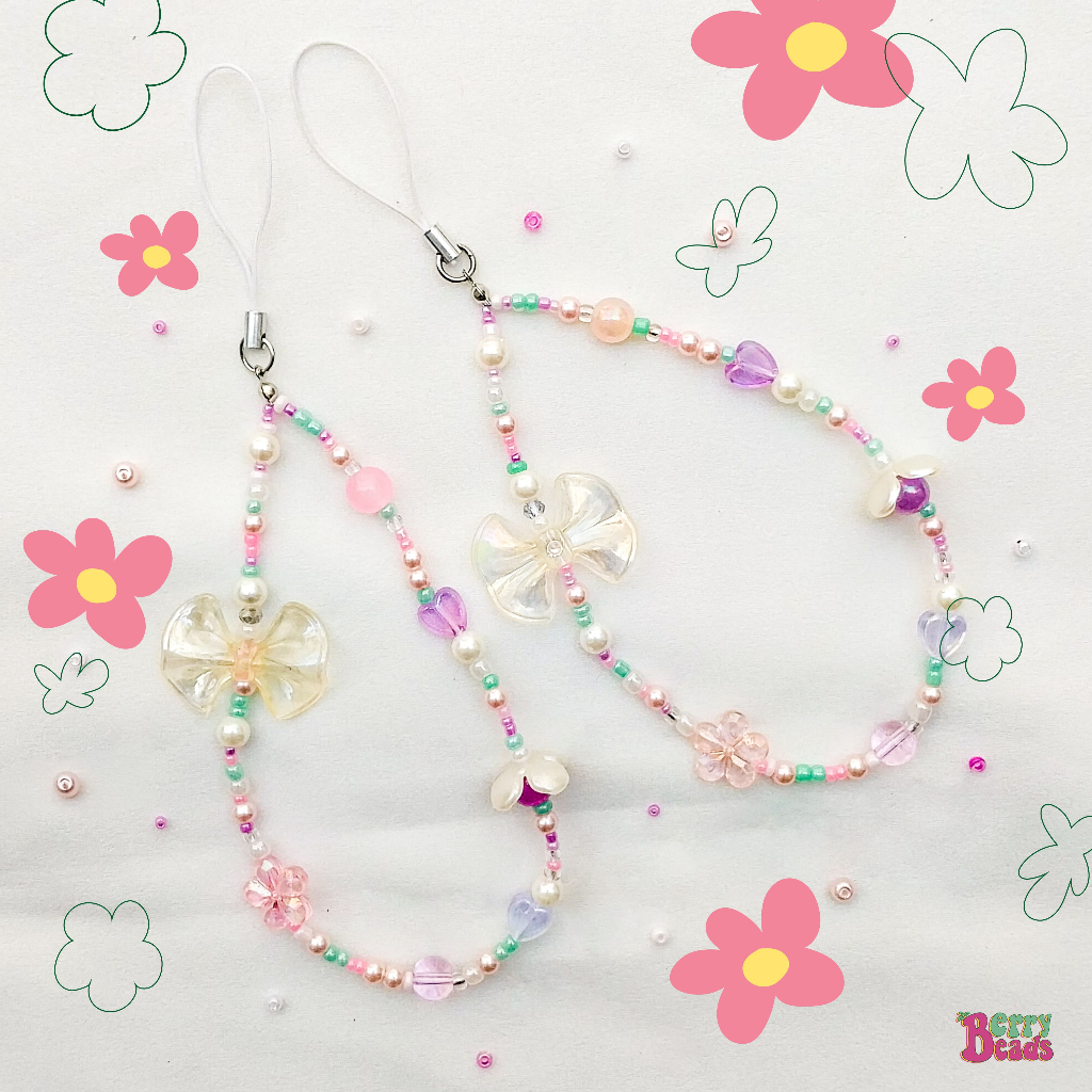 Jual Phone Strap pretty ribbon / beaded strap phone / gantungan hp ...