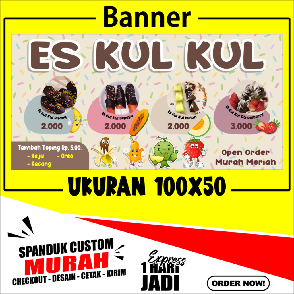Jual Banner ES KUL KUL, Spanduk ES KULKUL 100X50cm, COD, ES KUL KUL ...