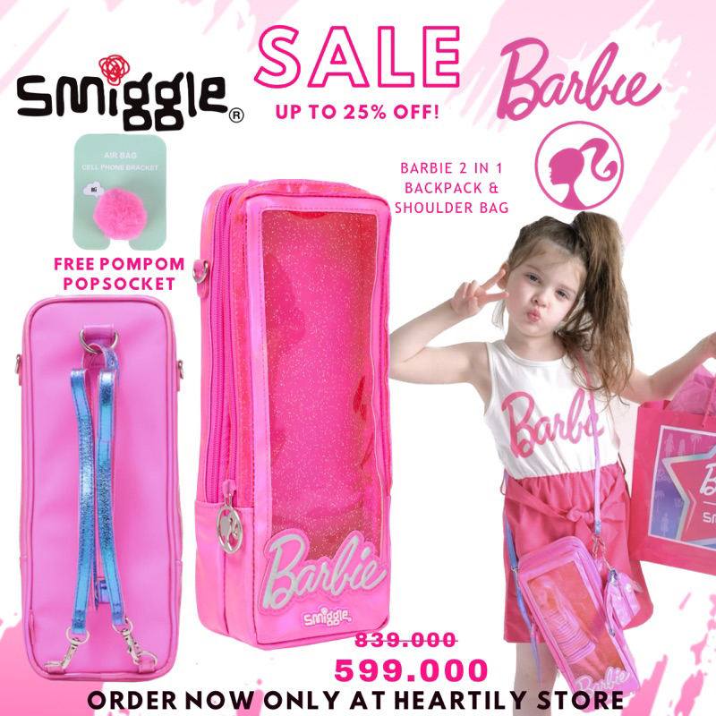 Jual [READY JKT] Original Singapore Smiggle Barbie 2 In 1 Backpack ...