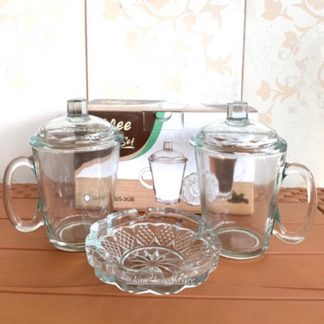 Jual gelas gagang/ mug set dengan asbak | Shopee Indonesia