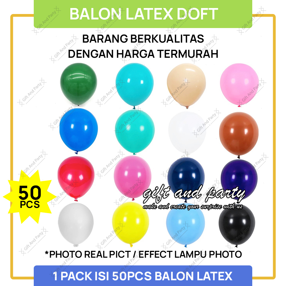 Jual Balon latex doff 1 pack isi 50 pcs / balon per pack / balon karet ...