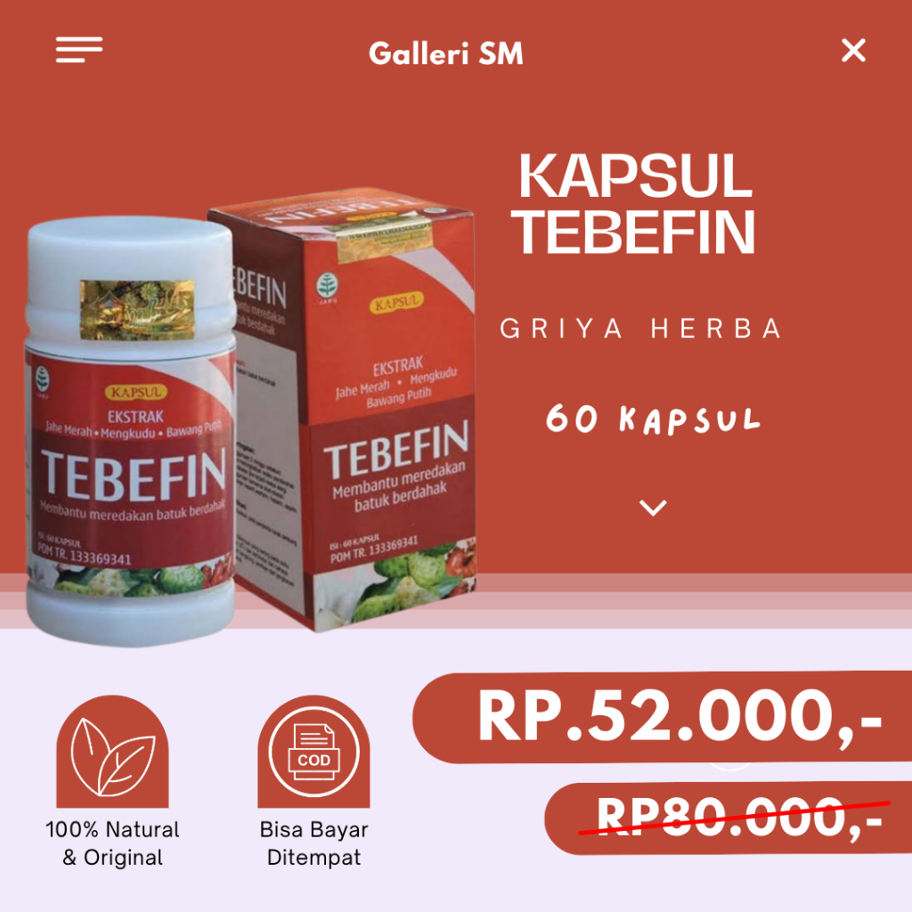 Jual Kapsul Tebefin Griya Herba Obat Herbal TBC Tuberculosis ...
