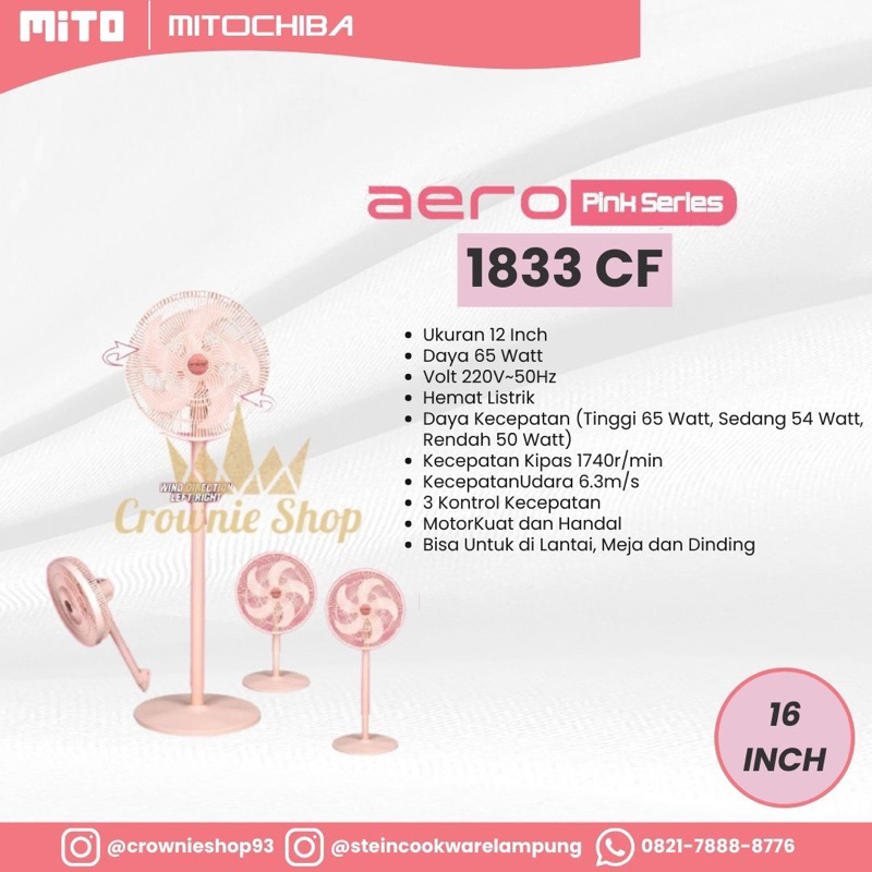 Jual MITOCHIBA Aero Series Kipas Angin Aesthetic 16” PINK / Kipas Angin ...