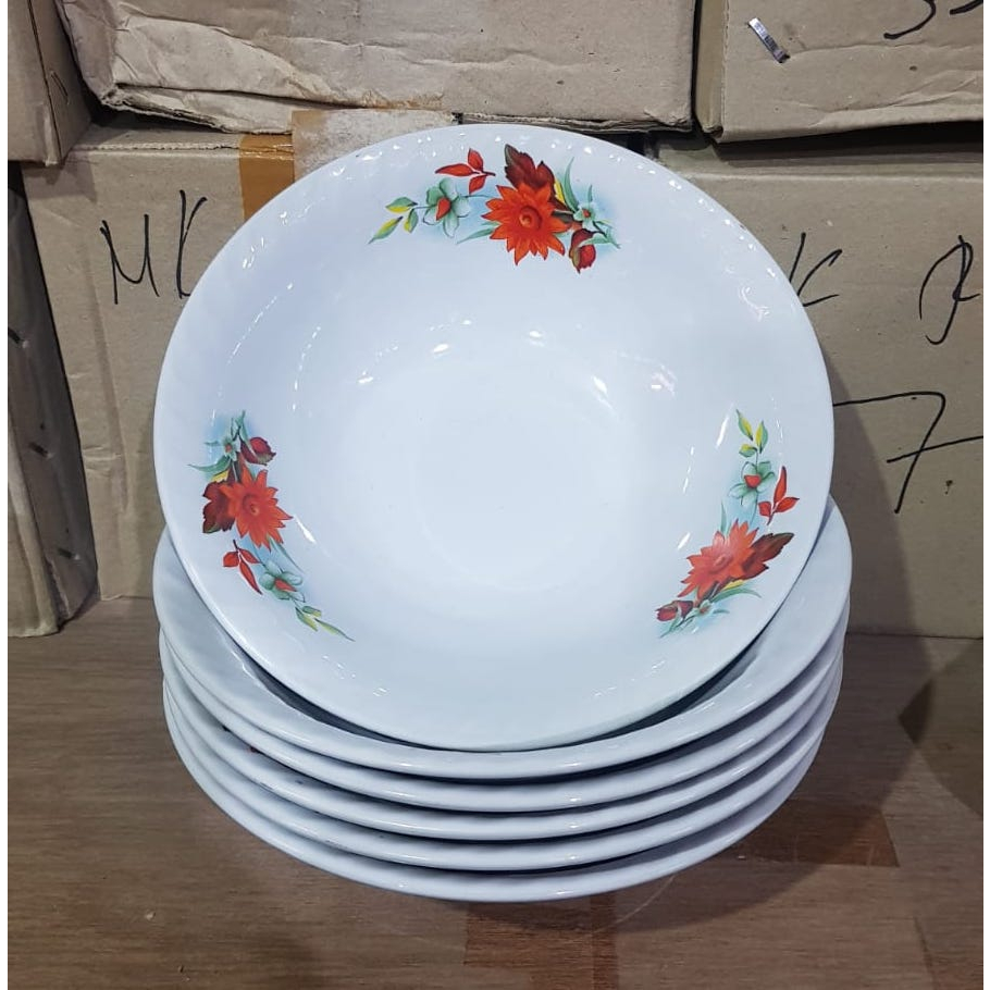 Jual Mangkok Makan Keramik Ros MK7 7 inch Motif Bunga Floral | Shopee ...
