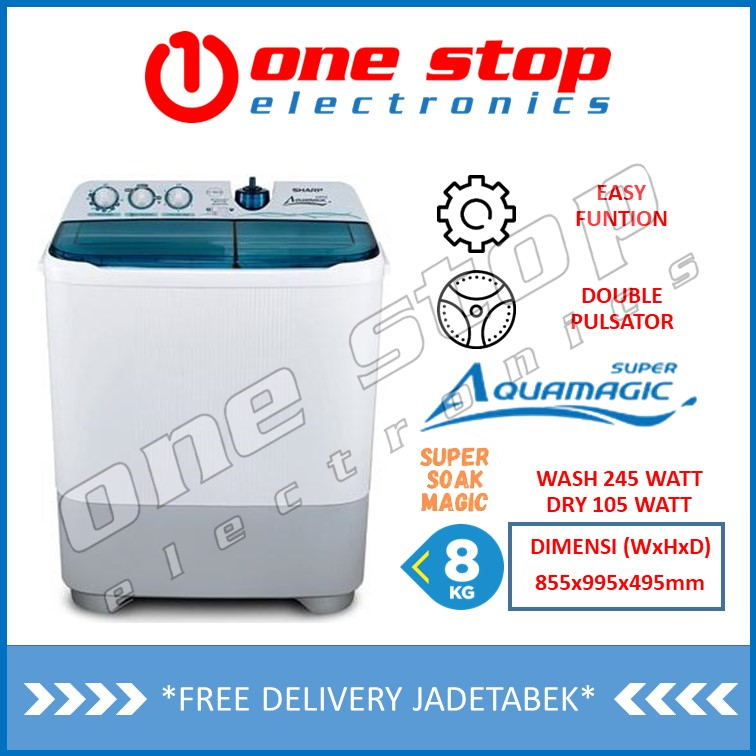 Jual SHARP ES-T85CR-BK Mesin Cuci Twin Tub 8 Kg | Shopee Indonesia