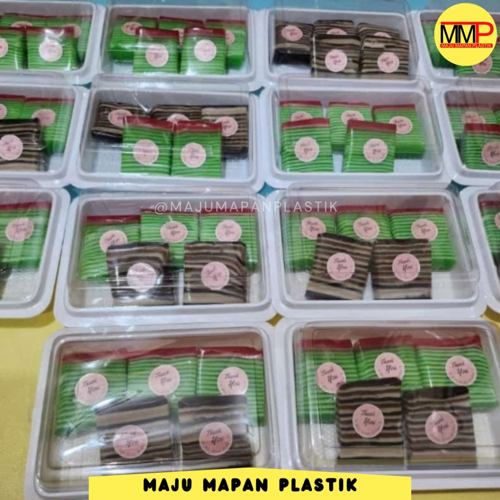 Jual [50 pcs] Mika Snack Box / Kotak Mika Kue Snackbox / Tray Mika ...