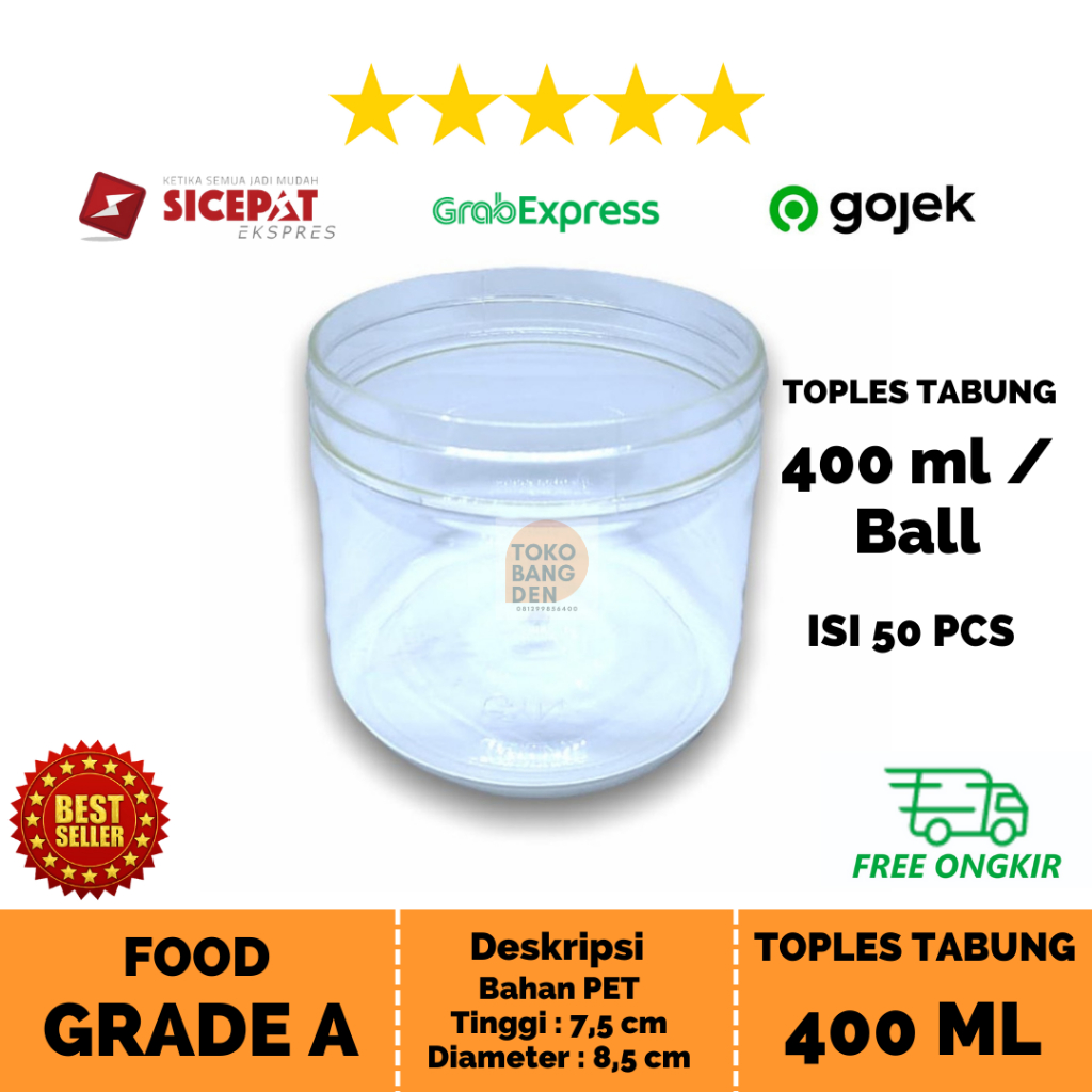 Jual TOPLES TABUNG SILINDER 400 ML / BALL ISI 50 PCS | Shopee Indonesia