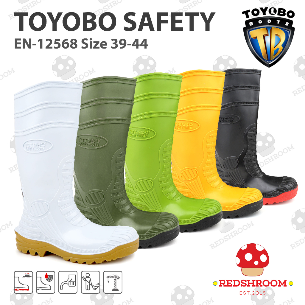 Jual Toyobo Safety EN 12568 Sepatu Boots Safety Tinggi Putih Hitam ...