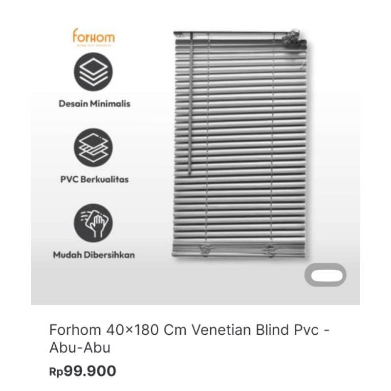 Jual Forhom 40x180 Cm Venetian Blind Pvc - Abu-abu ( Ace Hardware ) | Shopee Indonesia