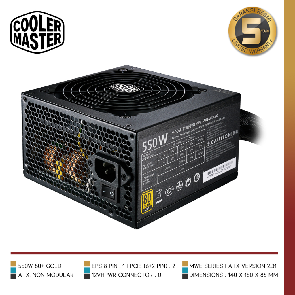 Jual COOLER MASTER MWE GOLD 550 | PSU 550W 80+ Gold | Shopee Indonesia